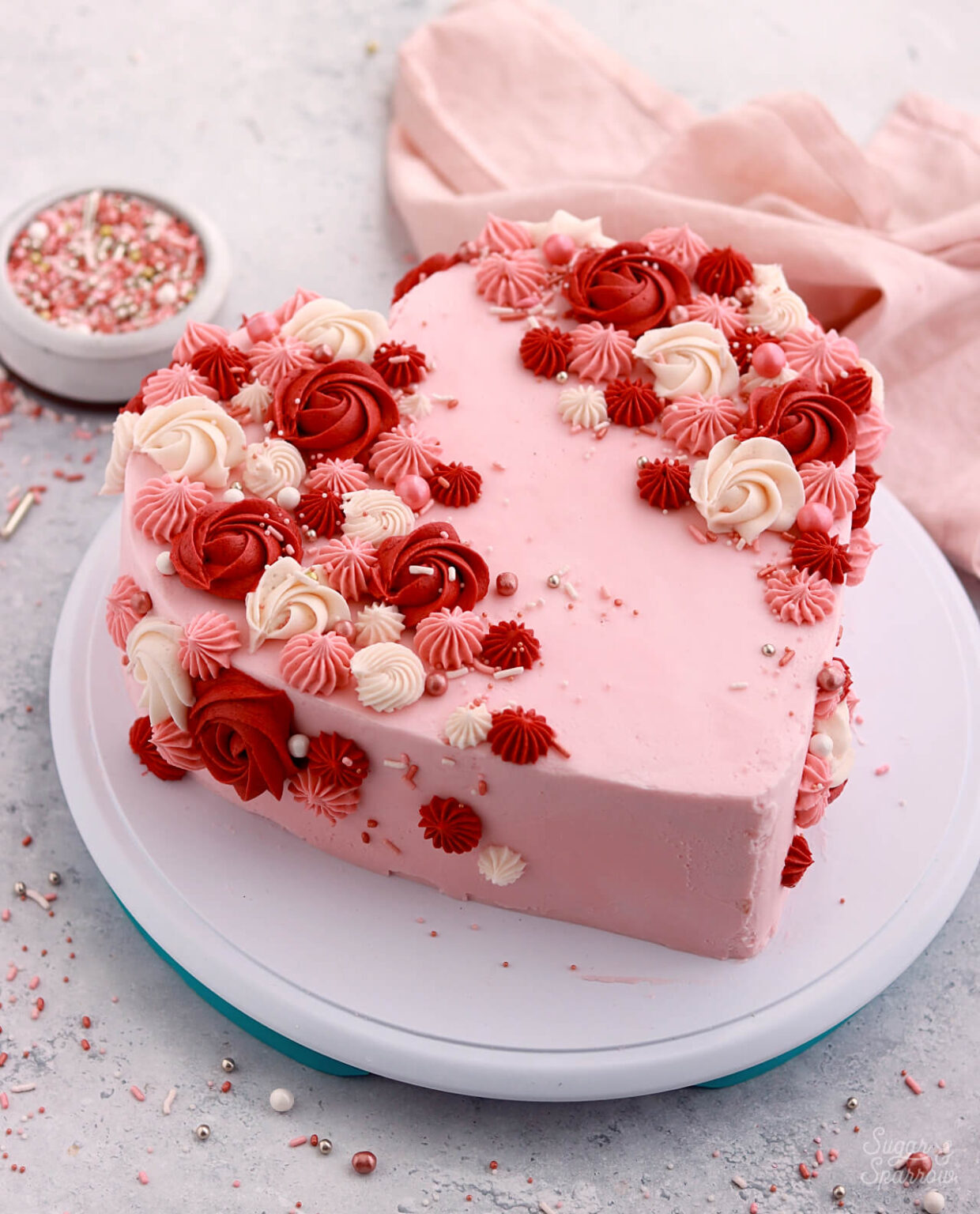 Easy Heart Shaped Cake Tutorial - Sugar & Sparrow
