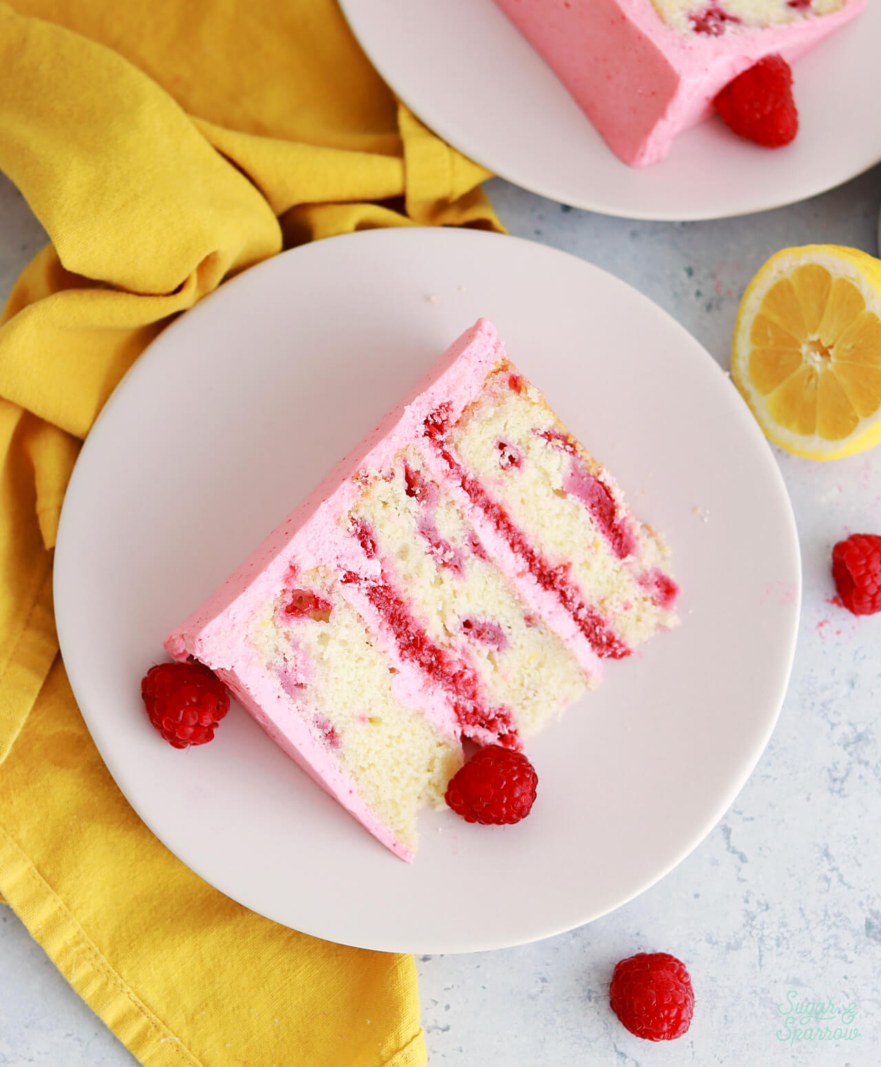 Lemon Raspberry Layer Cake - Sugar & Sparrow